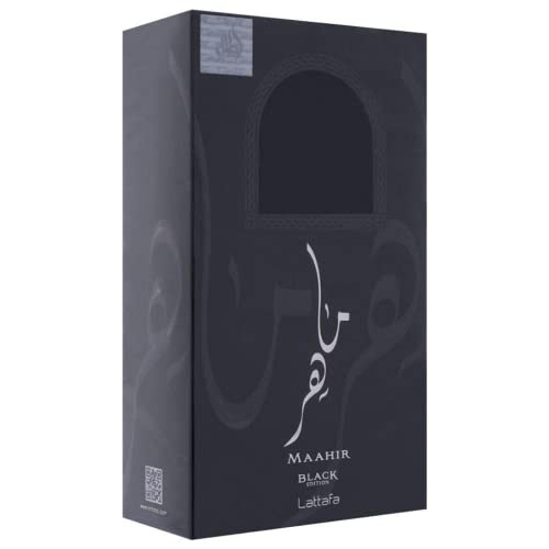 Lattafa Perfumes Maahir Black Edition Eau de Parfum - EDP 100ML(3.4 oz) I Bold and Rich Oud Fragrance I Sandalwood, Musk and Vanilla Notes I Signature Arabian Perfumery I