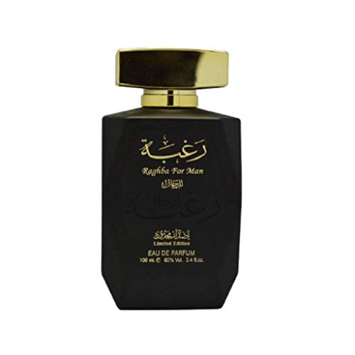 Raghba for Men EDP - Eau De Parfum 100ML (3.4oz) | Fresh & Woody Fragrance | Oriental Blend with Notes of Lemon Verbena, Iris, Cedar, Leather, and Vanilla | Everyday Essential | by Lattafa