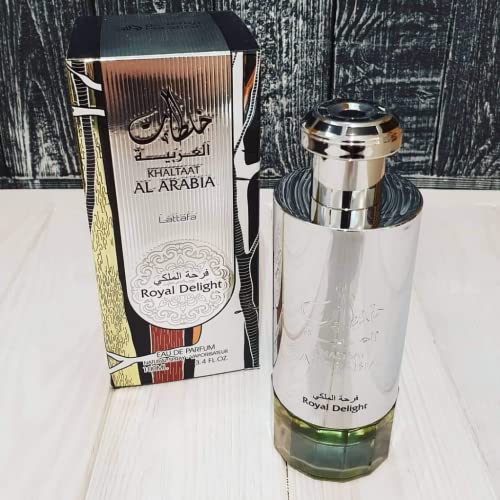 Lattafa Khaltaat Al Arabia Royal Delight (Silver) for Unisex Eau de Parfum Spray, 3.4 Ounce