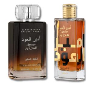 lattafa perfumes collection |ameer al oud intense oud & ameer al oudh |edp-100ml-3.4oz| woody, sweet oud, bukhoor |oriental perfum. (xtra value pack)