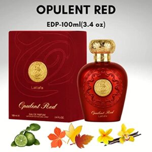 Lattafa Perfumes Opulent Red for Unisex Eau de Parfum Spray, 3.4 Ounce (137662)