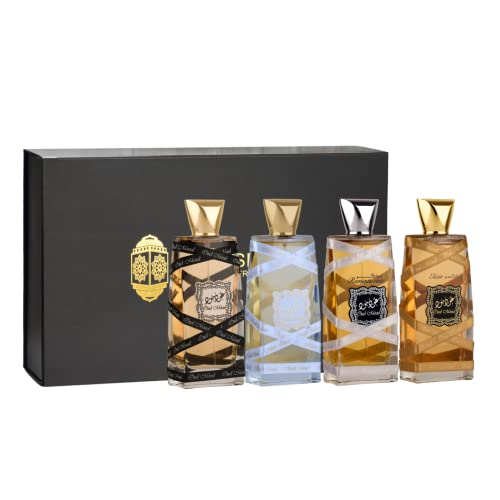 Lattafa Perfumes Oud Mood, Oud Mood Elixir, Oud Mood Reminicense & Musk Mood EDP-100ml(3.4oz) with Magnetic Gift Box