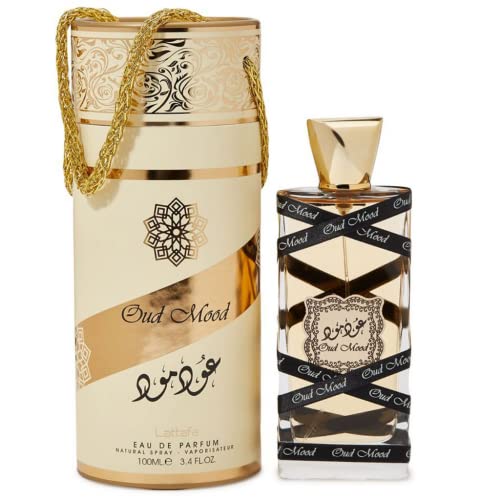 Lattafa Perfumes Oud Mood, Oud Mood Elixir, Oud Mood Reminicense & Musk Mood EDP-100ml(3.4oz) with Magnetic Gift Box