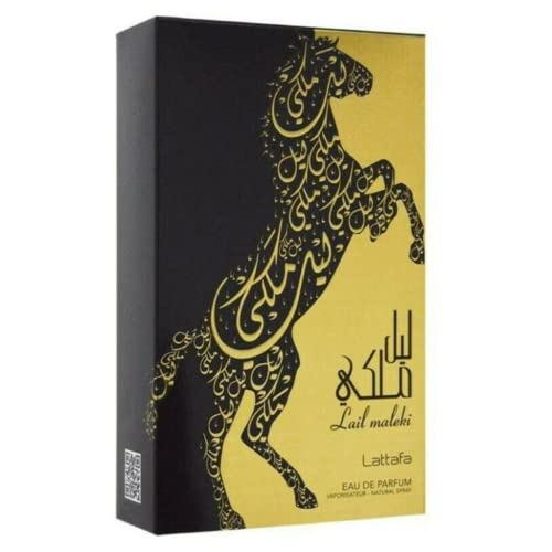 Lail Maleki EDP - 100ML (3.4 oz) I Warm, fruity notes, spices and citrus with Flowers and Wood I Irresistible oriental perfume I Very Suitable for the evening or festive occasions I Wonderfully sensual perfume I by Lattafa Perfumes