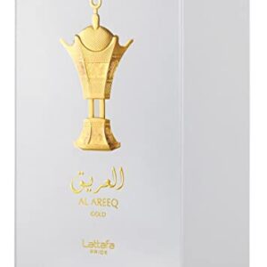 Al Areeq Gold By Lattafa Pride Edp - Eau De Parfum 100ml(3.4 Oz) | Saffron, Black Tea, Incense, Suede, Leather, Amberwood, Vanilla, Musk | By Lattafa Perfumes