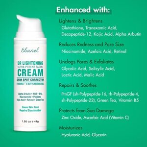 Ebanel Dark Spot Remover for Face Peel Skin Brightening Cream Melasma Hyperpigmentation Treatment Sun Spot Age Spot Freckle Remover Fade Cream, Synovea, 4-Butylresorcinol, Niacinamide, Glutathione