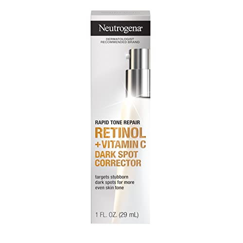 Neutrogena Rapid Tone Repair Retinol + Vitamin C Dark Spot Corrector Face Serum, Daily Anti-Wrinkle Retinol Dark Spot Corrector to Brighten & Even Tone, Mineral-Oil & Dye-Free, 1 oz