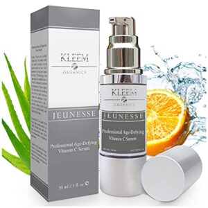 kleem organics vitamin c serum for face with hyaluronic acid & vitamin e – firming anti aging vitamin c face serum for women to boost collagen, reduce wrinkles, acne spots, dark spots & sun damage