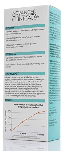 Advanced Clinicals Dark Spot Corrector Facial Cream W/Shea Butter & Hyaluronic Acid Skin Care Face Lotion. Anti Aging Moisturizer Targets Dark Spots, Wrinkles, Age Spots & Uneven Skin Tone, 4 Fl Oz