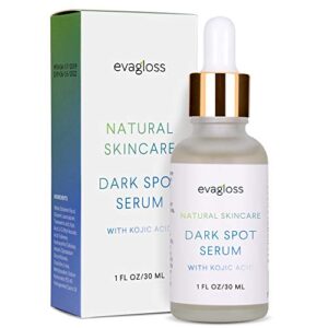 evagloss dark spot corrector serum with kojic acid and natural ingredients for face & body, all skin types