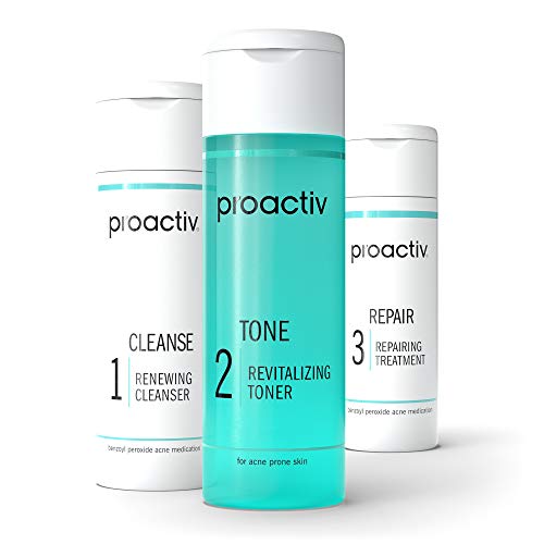 Proactiv 3 Step Acne Treatment - Benzoyl Peroxide Face Wash, Repairing Acne Spot Treatment for Face and Body, Exfoliating Toner - 30 Day Complete Acne Skin Care Kit