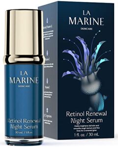 pearl retinol serum – anti aging treatment for face – vitamin c & e, hydrolyzed pearl and jellyfish extract – reducecs wrinkles, fine lines, dark spots, age spots, sun spots – lamarine skincare, 1oz