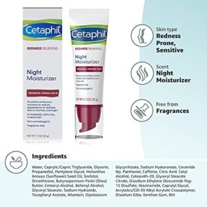 CETAPHIL Night Cream, Redness Relieving Night Moisturizer for Face, 1.7 fl oz, For Dry, Redness-Prone Skin, Hypoallergenic, Fragrance Free