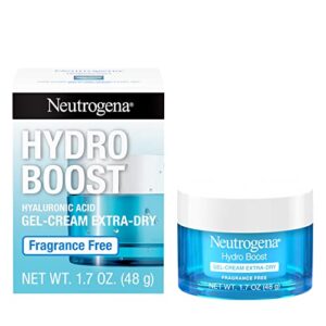 neutrogena hydro boost face moisturizer with hyaluronic acid for extra dry skin, fragrance free, oil-free, non-comedogenic gel cream face lotion, 1.7 oz