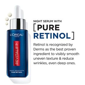 L'Oreal Paris Revitalift 0.3% Pure Retinol Night Serum, to Visibly Reduce Wrinkles, Even Deep Ones, Fragrance Free 1 oz + Moisturizer Sample