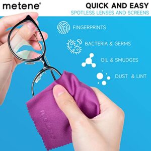 Metene 15 Pack Microfiber Cleaning Cloths (6"x7") in Individual Vinyl Pouches | Glasses Cleaning Cloth for Eyeglasses, Phone, Screens, Camera Lens and Other Delicate Surfaces Cleaner (Purple)