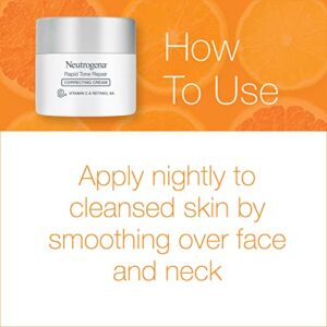 Neutrogena Rapid Tone Repair Retinol + Vitamin C Correcting Cream, Tone Evening Face & Neck Cream with Vitamin C, Retinol & Hyaluronic Acid for Dark Spots, Fine Lines & Wrinkles, 1.7 oz