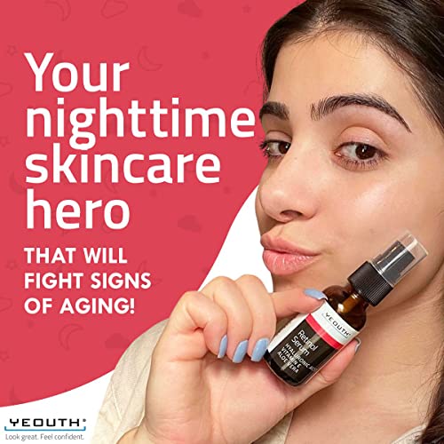 Retinol Serum for Face with Hyaluronic Acid, Hydrating Night Serum for Face, Retinol for Acne, Wrinkle & Dark Spots, Anti Aging Serum, Retinol for Face, Skin Care Face Serum for Men & Women by YEOUTH