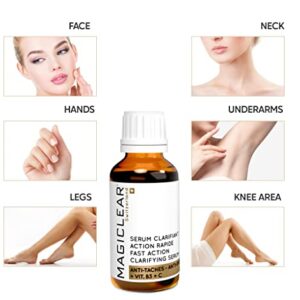 Luxury Dark spot remover for Face and Body Serum - Age spot corrector Acne scar - Anti aging - Bleaching Vitamin C organic Swiss brand Magiclear 30 ml