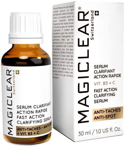 Luxury Dark spot remover for Face and Body Serum - Age spot corrector Acne scar - Anti aging - Bleaching Vitamin C organic Swiss brand Magiclear 30 ml