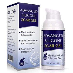 scar cream gel, advanced silicone scar gel for surgical scars, c-section, stretch marks, acne, surgery, surgical effective treatment, old and new scars management – 30g