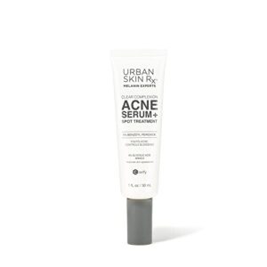 urban skin rx clear complexion acne serum + spot treatment | helps to reduce + prevent breakouts, improves the look of blemishes and aging skin with 5% benzoyl peroxide and 5% glycolic acid | 1 fl oz