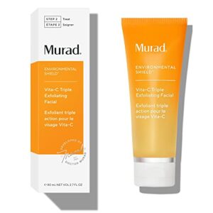 murad environmental shield vita-c triple exfoliating facial – exfoliating facial scrub with antioxidant gold stabilized vitamin c – smoothing & brightening, 2.7 fl oz