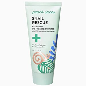 Peach Slices | Snail Rescue All-in-One Oil Free Face Moisturizer | 95% Snail Mucin | Lightweight, Long-Lasting Hydration | Silicone-Free | Face Cream | Skin Care | Clean & Cruelty-Free | 2.82 oz