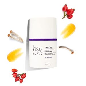 Hey Honey Skincare Stand Firm Argireline Bio-Peptides, Honey Extract, & Nemeko Mushroom Cream | Instant Firming Effect with Long Term Age defying Benefits | 1 Oz