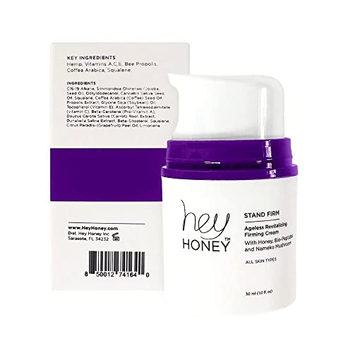 Hey Honey Skincare Stand Firm Argireline Bio-Peptides, Honey Extract, & Nemeko Mushroom Cream | Instant Firming Effect with Long Term Age defying Benefits | 1 Oz