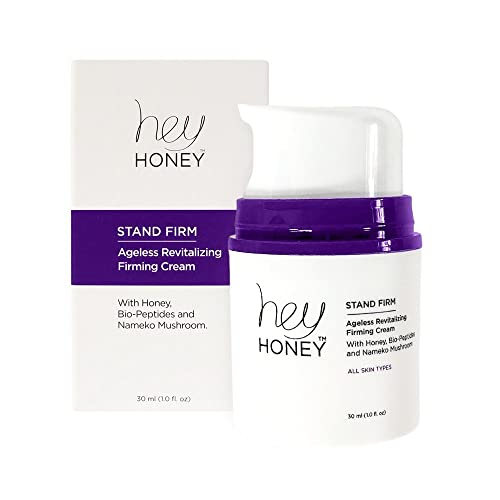 Hey Honey Skincare Stand Firm Argireline Bio-Peptides, Honey Extract, & Nemeko Mushroom Cream | Instant Firming Effect with Long Term Age defying Benefits | 1 Oz