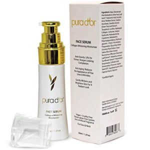 pura d’or face serum collagen whitening moisturizer (30ml) – whitens & brightens skin for radiant, firmer, sharper looking complexion, reduces the appearance of fine lines & wrinkles – for face & neck