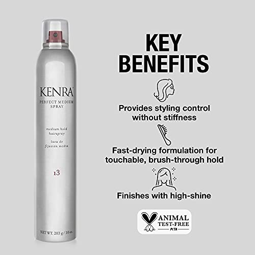 Kenra Perfect Medium Spray 13 80% | Provides Styling Control Without Stiffness | Medium Hold | Fast-Drying Formulation | High Shine Finish | All Hair Types | 10 oz