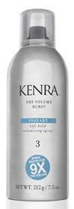 kenra dry volume burst 3 | instant volume hairspray | soft hold volumizing spray | dry application | all hair types | 7.5 oz