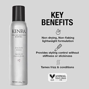 Kenra Volume Mousse Extra 17 | Firm Hold Mousse | Alcohol Free | Non-drying, Non-flaking Lightweight Formula | Tames Frizz & Conditions |Thermal Protection up to 450F| All Hair Types | 8 oz