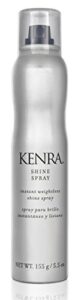 kenra shine spray | instant weightless shine hairspray | tames frizz & flyaways | enhances color vibrancy | lightweight, no hold | all hair types | 5.5 oz