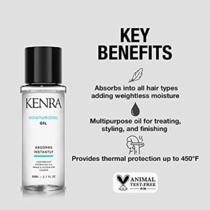 Kenra Moisturizing Oil | Lightweight Hydrating Oil | Absorbs Instantly | Multipurpose Oil For Treating, Styling, & Finishing | Provides Thermal Protection | All Hair Types | 2.7 fl. Oz