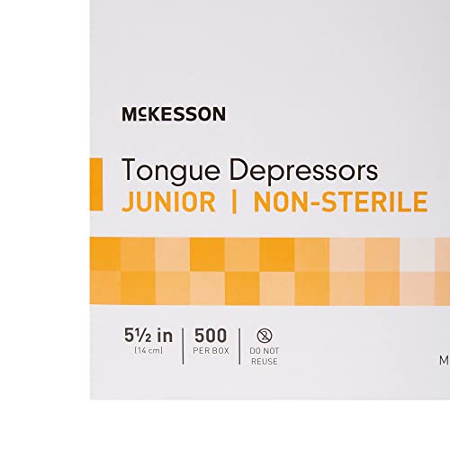 McKesson Tongue Depressor, Non-Sterile, Wooden, Junior, 5 1/2 in, 5000 Count