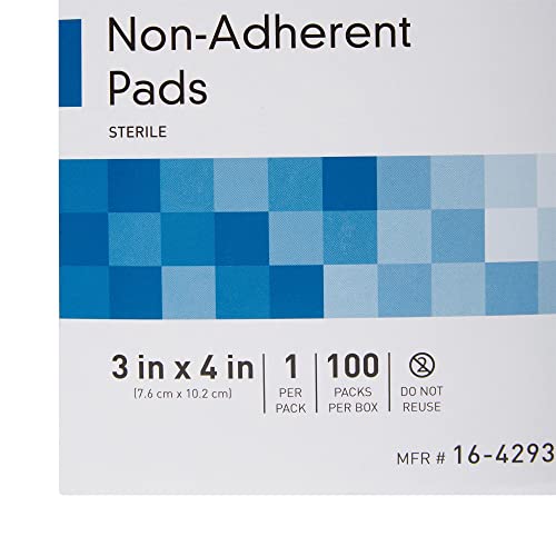 McKesson Non-Adherent Dressing Pads, Sterile, Nylon/Polyester, 3 in x 4 in, 100 Count, 1 Pack