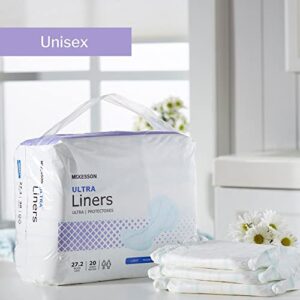 McKesson Ultra Incontinence Liners - Heavy Absorbency, Contoured, Unisex, Adult - One Size Fits Most, 27 1/5 in Long, 20 Count, 4 Packs, 80 Total