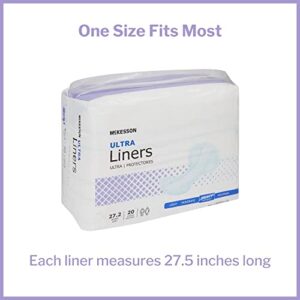 McKesson Ultra Incontinence Liners - Heavy Absorbency, Contoured, Unisex, Adult - One Size Fits Most, 27 1/5 in Long, 20 Count, 4 Packs, 80 Total