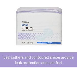 McKesson Ultra Incontinence Liners - Heavy Absorbency, Contoured, Unisex, Adult - One Size Fits Most, 27 1/5 in Long, 20 Count, 4 Packs, 80 Total