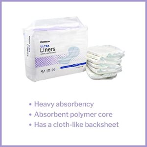 McKesson Ultra Incontinence Liners - Heavy Absorbency, Contoured, Unisex, Adult - One Size Fits Most, 27 1/5 in Long, 20 Count, 4 Packs, 80 Total