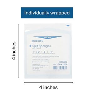 McKesson Split Sponges, 6-Ply Sterile, I.V. and Tracheostomy Dressings, Polyester/Rayon Blend, 4 in x 4 in, 25 Packs of 2 (50 Total)