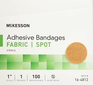 mckesson adhesive spot bandage medi-pak performance fabric 1″ diameter round tan (#16-4812, sold per box)