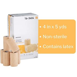 McKesson Elastic Cohesive Bandages, Beige, Non-Sterile, 4 in x 5 yds, 1 Count, 18 Packs, 18 Total