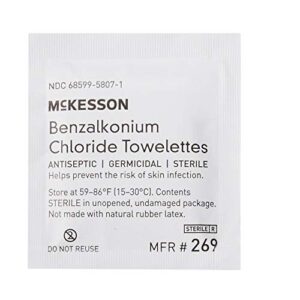 McKesson Benzalkonium Chloride Towelettes, Antiseptic Cleansing, Individual Packet, 100 Wipes, 1 Pack