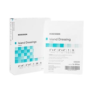 mckesson island dressings, sterile, dimension 6 in x 6 in, pad 4 in x 4 in, 25 count, 1 pack