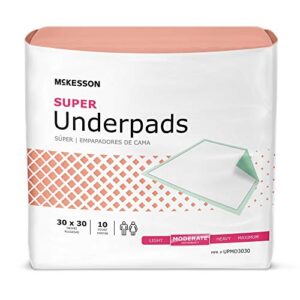 mckesson super disposable underpads, 30″ x 30″, polymer, fluff, non-woven, 150 count