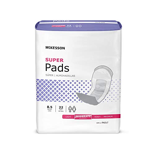 McKesson Super Pads for Women, Incontinence, Moderate Absorbency, 8 1/2 in, 22 Count, 1 Pack